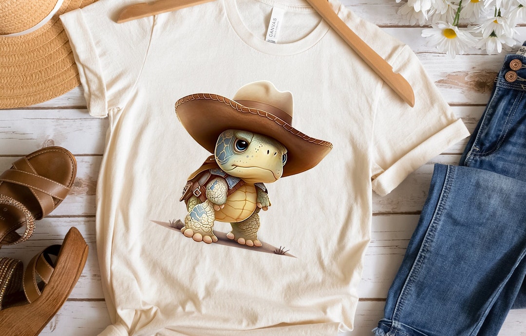 Cute Cowboy Turtle PNG - Western Themed Baby Tortoise Sublimation ...