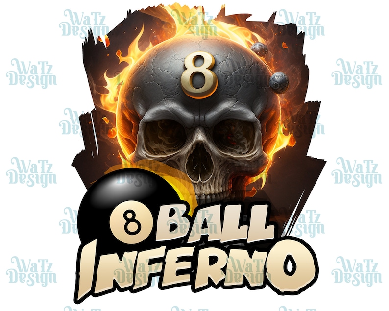 Eight Ball Inferno Png, Billiard Skull With Eight Ball Sublimation ...
