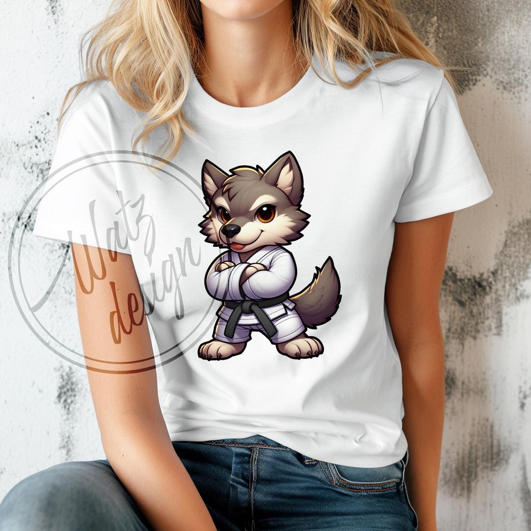 Cute Wolf Cub Jiu-jitsu Sublimation Design - BJJ Wolf in Gi PNG ...