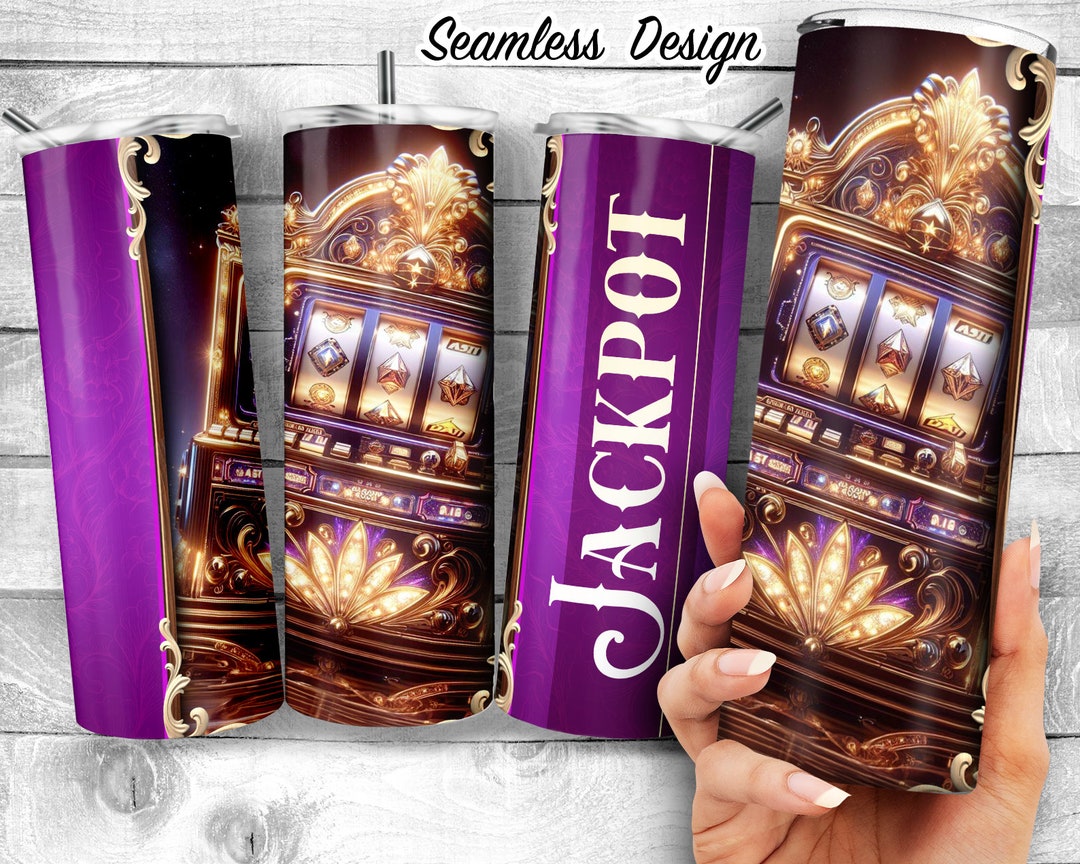 Purple Galactic Slot Machine 20oz Skinny Tumbler Sublimation Design ...