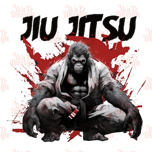 Jiu Jitsu Monkey Sublimation Design, Brazilian Jiu Jitsu Ape Graffiti ...