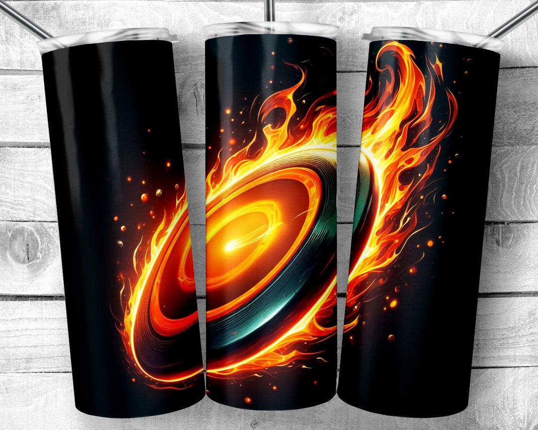 Flaming Disc Golf Disc 20 Oz Skinny Tumbler Sublimation Design, Frisbee ...