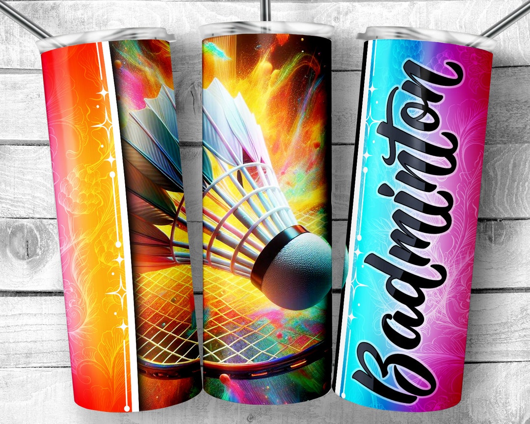 Colorful Badminton 20 Oz Skinny Tumbler Sublimation Design, Spectrum ...