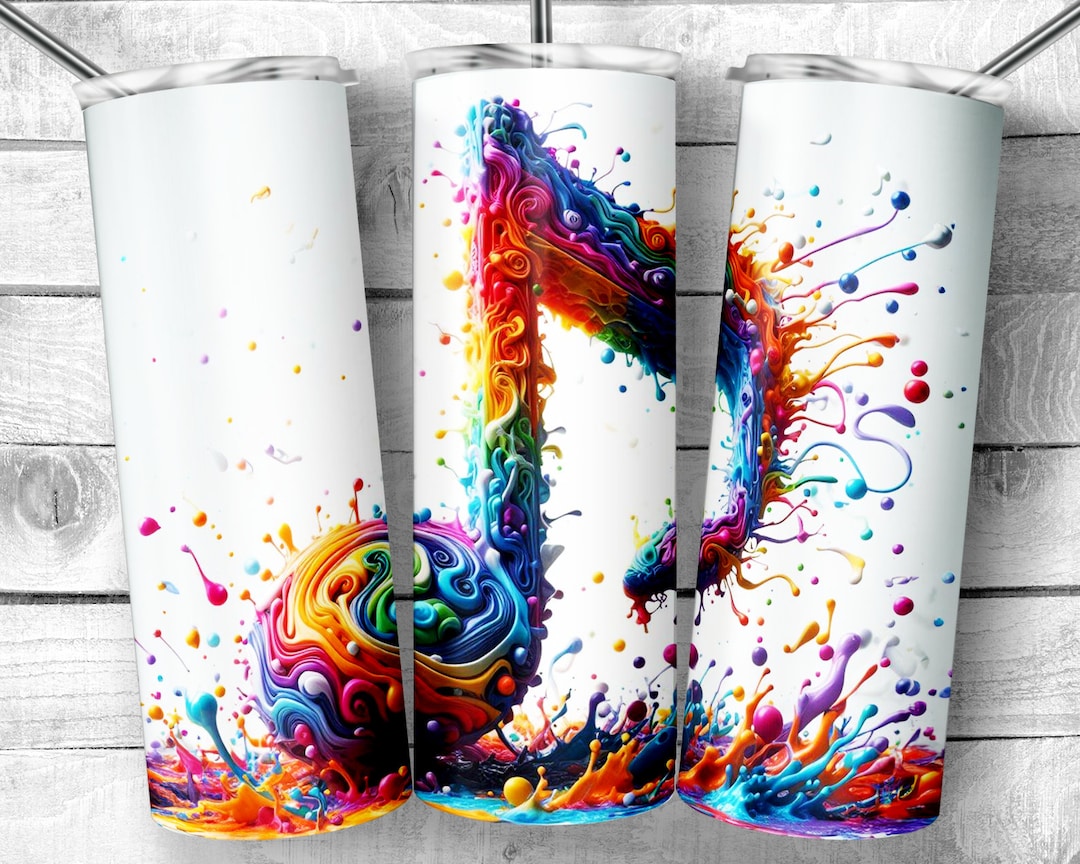 Colorful Music Note Splatter 20oz Skinny Tumbler Design, Spectrum Clef ...