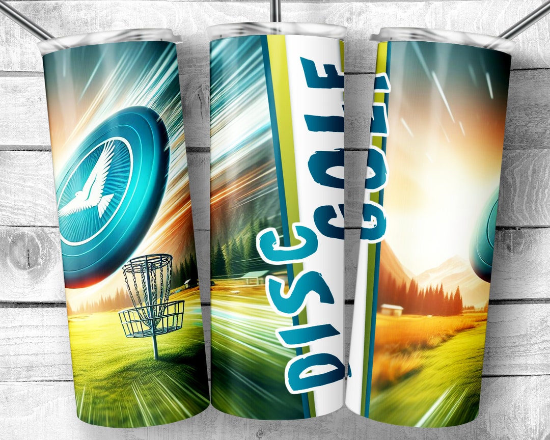 Disc Golf Disc and Basket 20 Oz Skinny Tumbler Sublimation Design ...