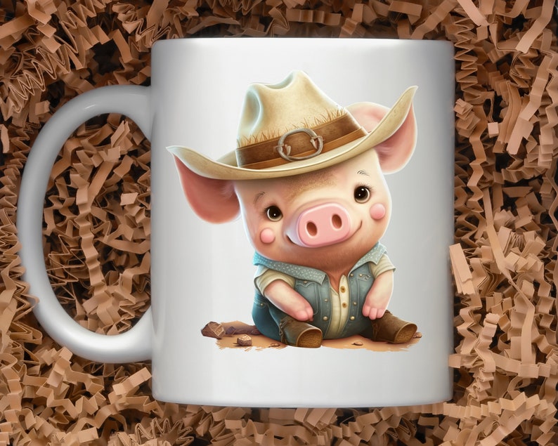 Cute Pig With Cowboy Hat Png, Western Themed Baby Piglet Sublimation ...