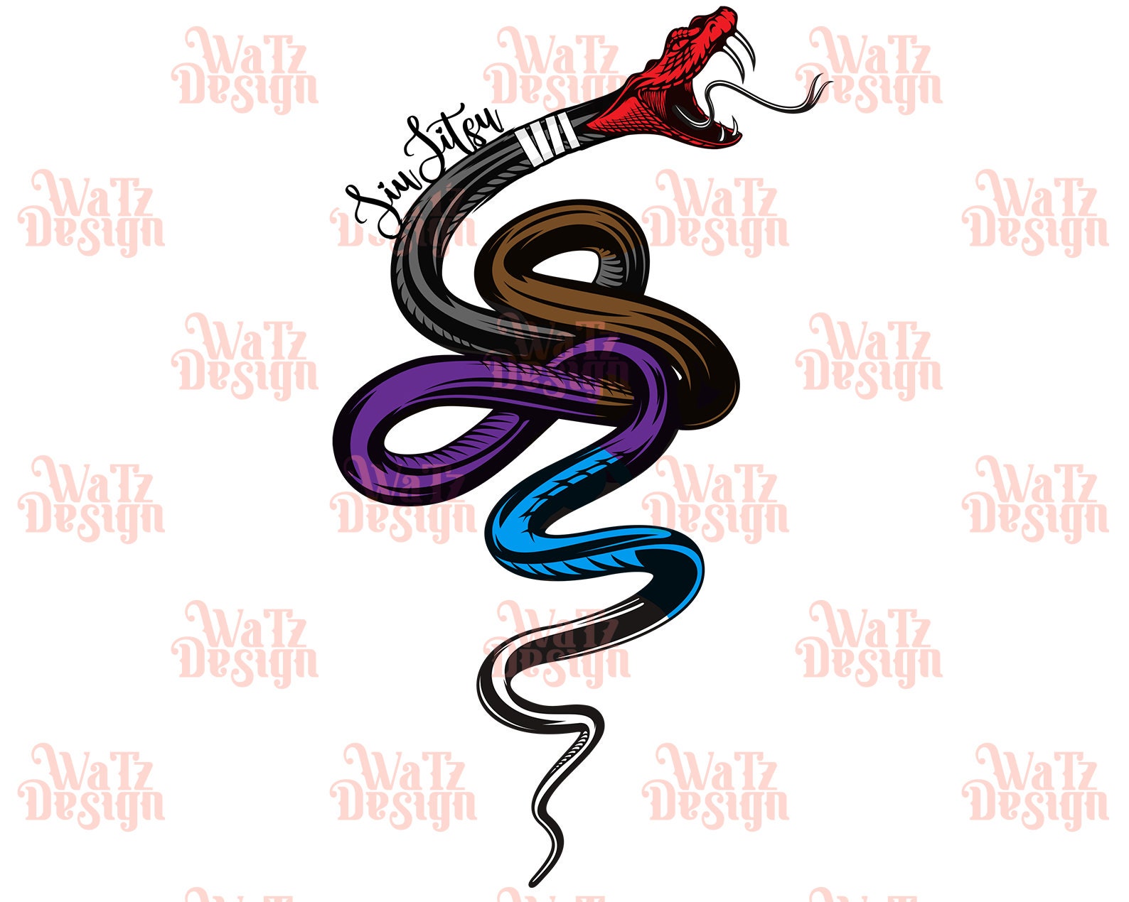 Jiu Jitsu Snake Belt Colors Sublimation Design, Viper Belt Jiu Jitsu ...