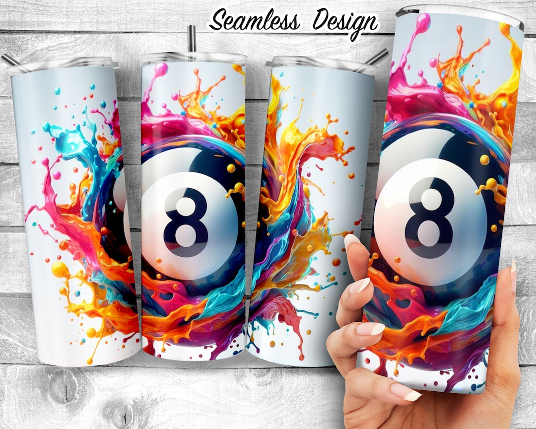 Colorful Billiards Balls Paint Splatter 20oz Skinny Tumbler Sublimation ...