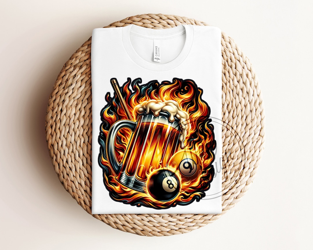 Flaming Beer Mug With 8 Ball and 9 Ball PNG, Fiery Billiards Balls ...