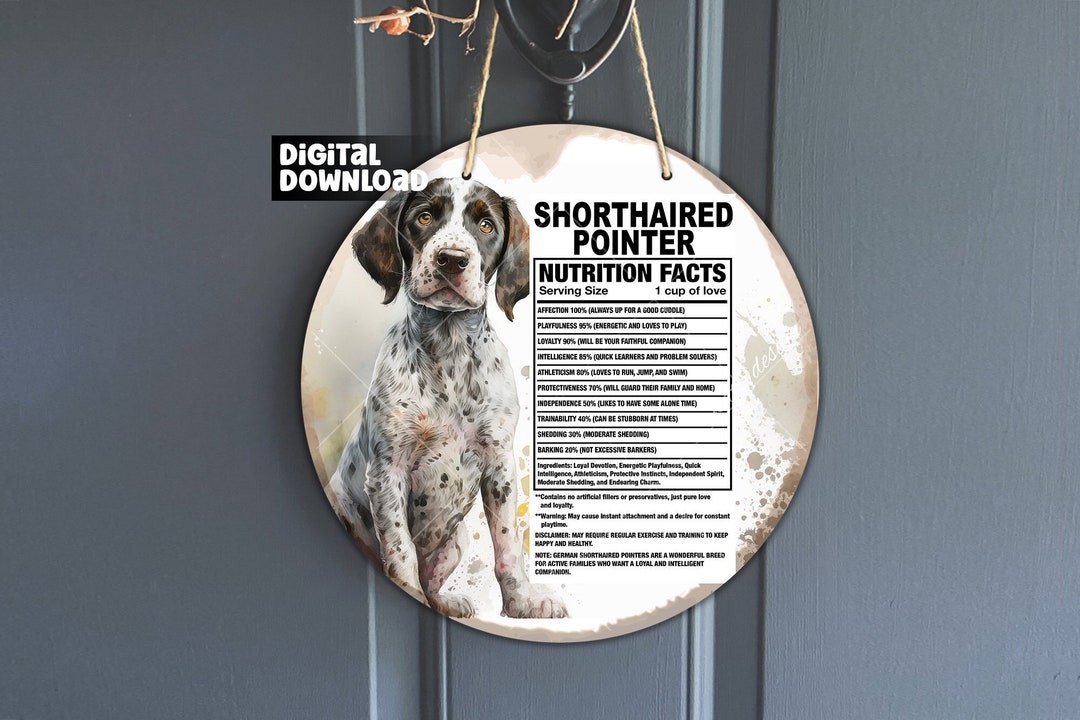 German Shorthaired Pointer Facts Sign, GSP Ingredient Sign for Wreaths ...