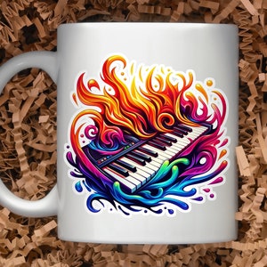 Colorful Flaming Piano Keys PNG - Vibrant Music Keyboard Sublimation ...