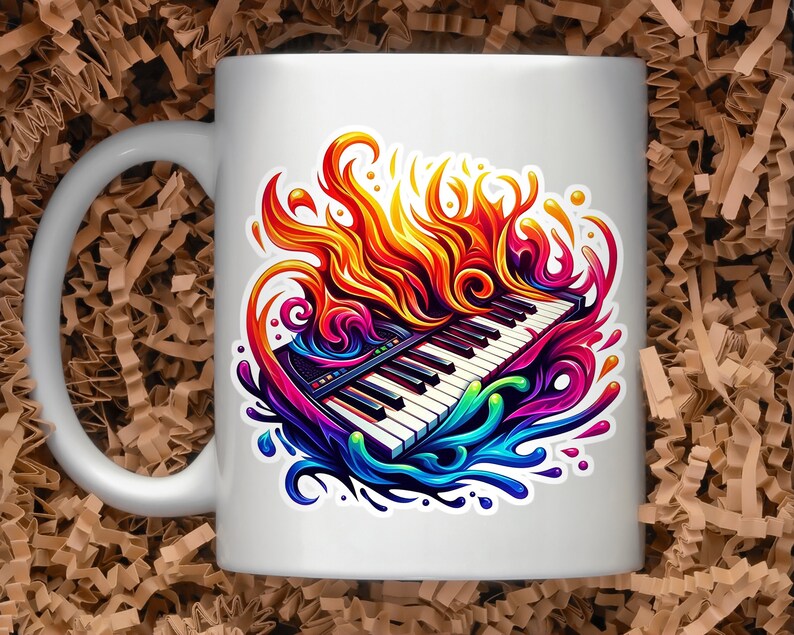Colorful Flaming Piano Keys PNG - Vibrant Music Keyboard Sublimation ...