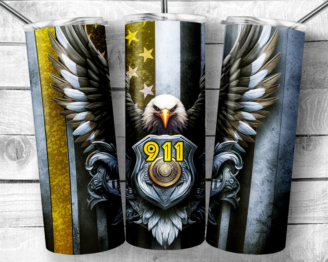Dispatcher Eagle Design, 911 Emblem 20oz Skinny Tumbler Design | Thin ...