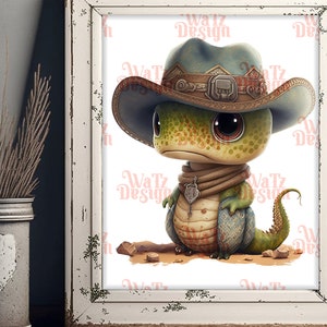 Cute Cowboy Lizard PNG - Western Themed Baby Reptile Sublimation Design ...