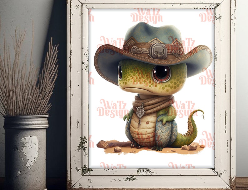 Cute Cowboy Lizard PNG - Western Themed Baby Reptile Sublimation Design ...