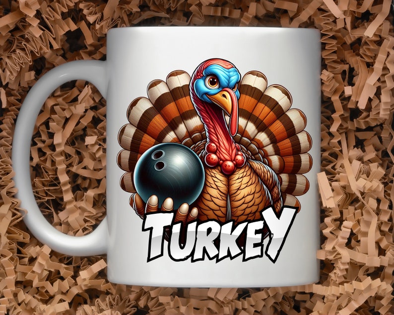 Cartoon Turkey and Bowling Ball Png, Bowling Gobbler Sublimation Design ...