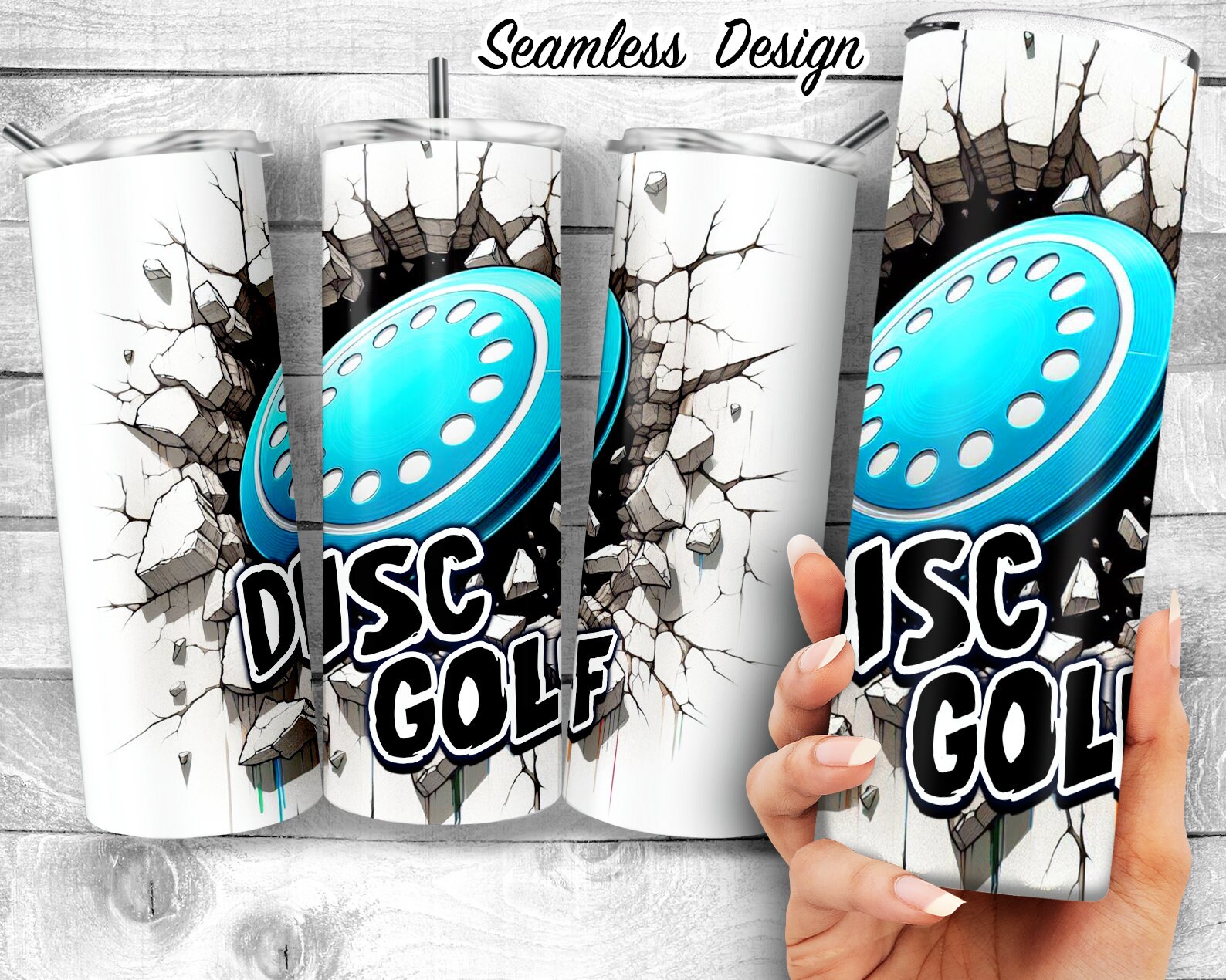 Disc Golf Disc Breaking Out 20oz Skinny Tumbler Sublimation Design ...