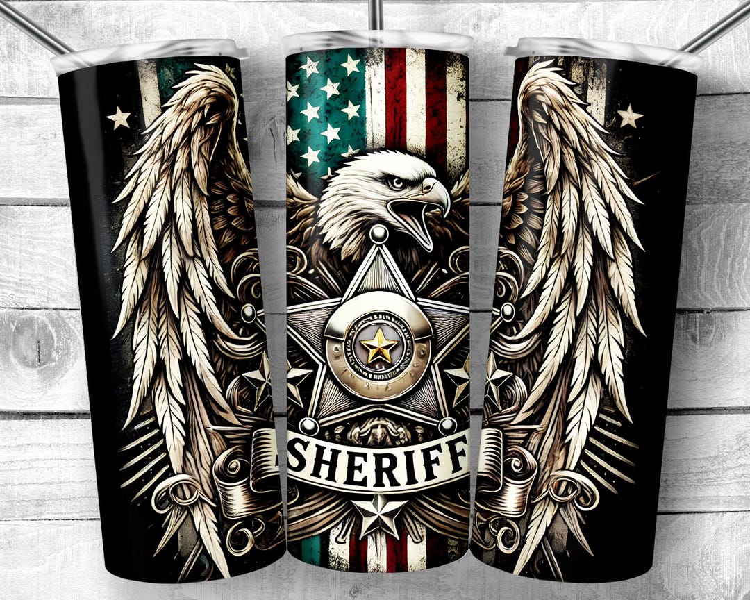 Sheriff Eagle Design, Police Emblem 20oz Skinny Tumbler Design | Law ...