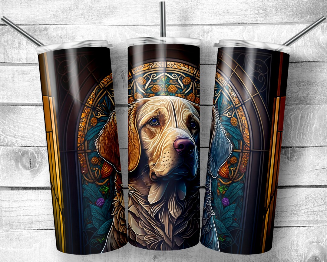 Labrador Retriever Stained Glass 20oz Skinny Tumbler Design, Lab ...