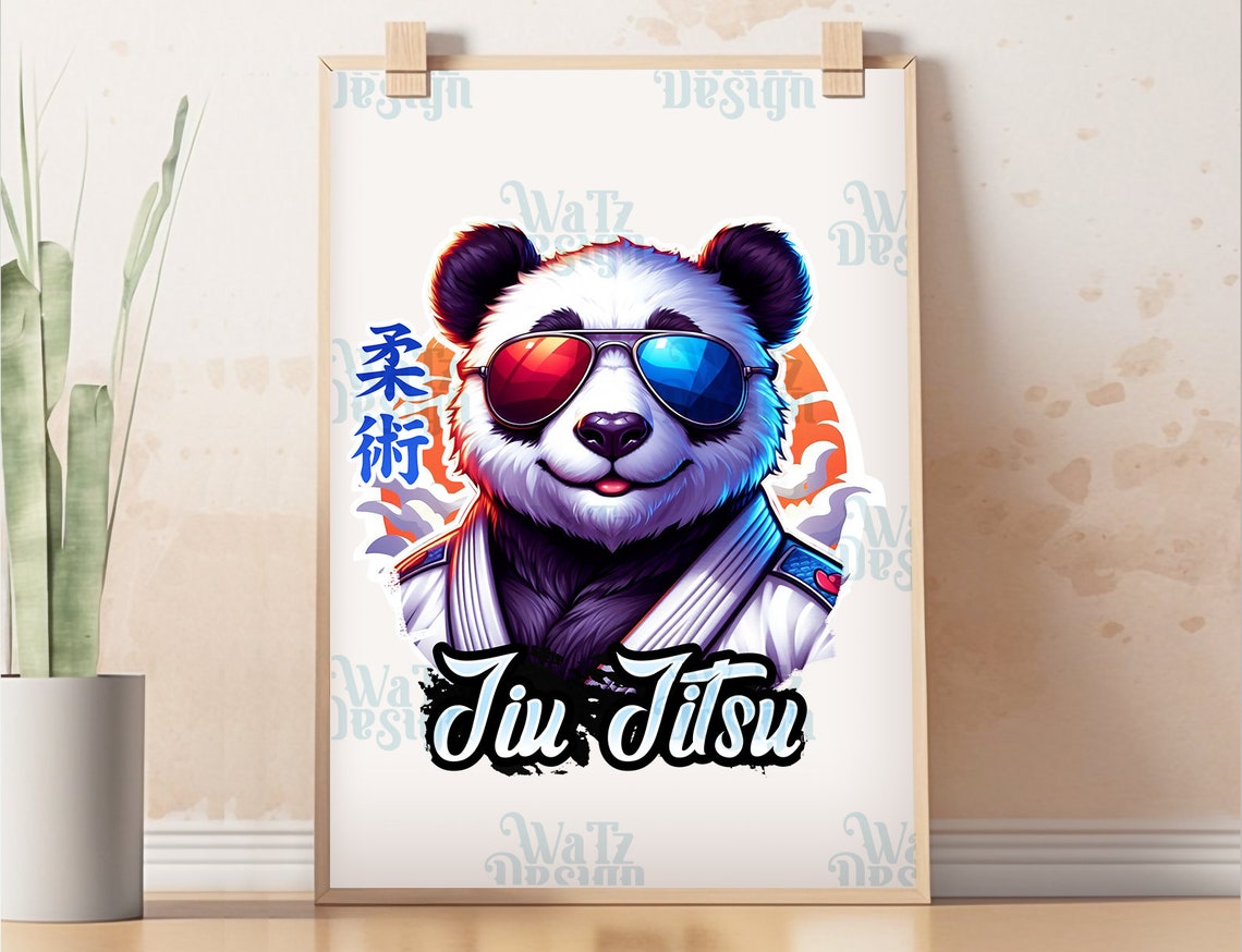 Cartoon Jiu Jitsu Panda Png, Bjj Panda Sublimation Design, Train ...