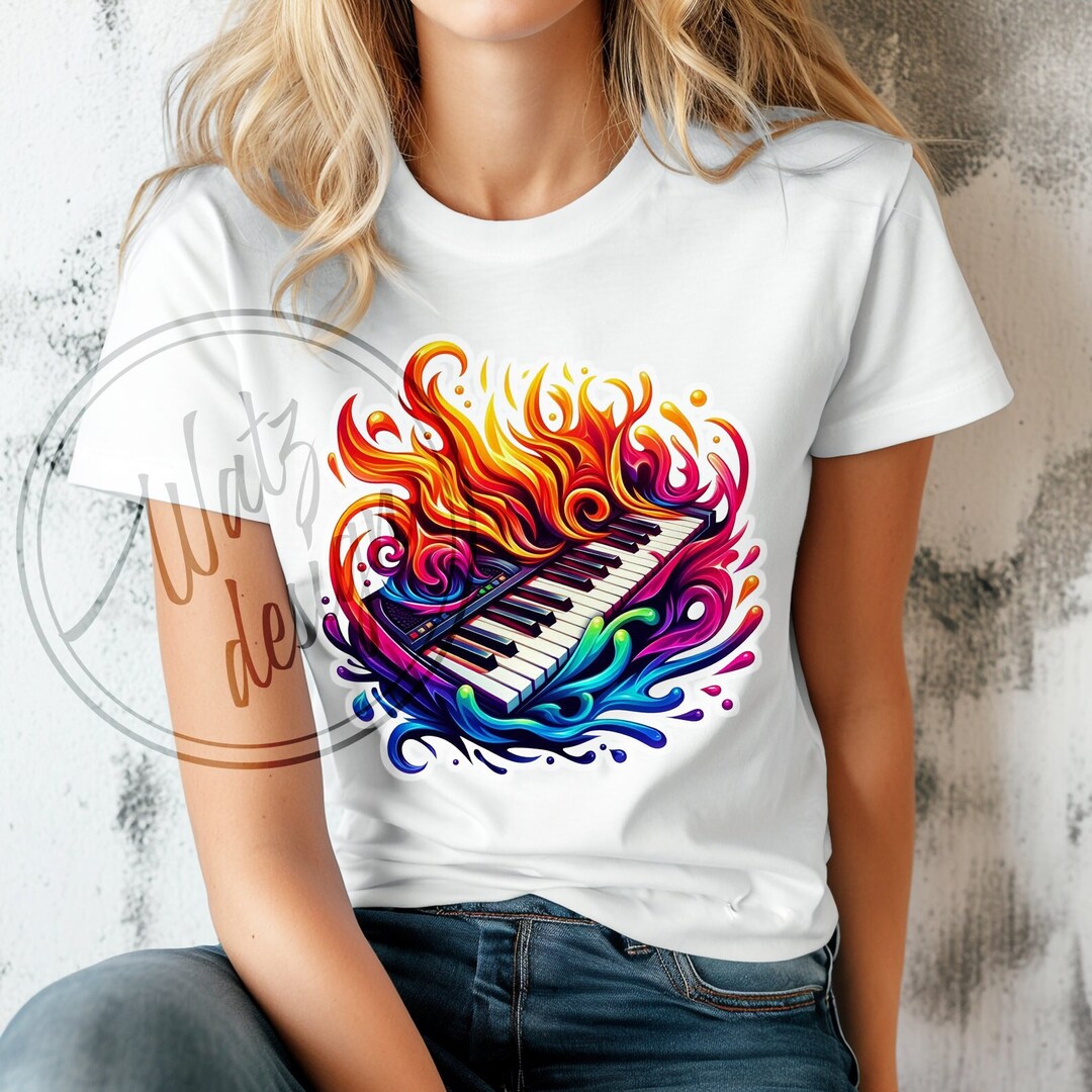 Colorful Flaming Piano Keys PNG - Vibrant Music Keyboard Sublimation ...