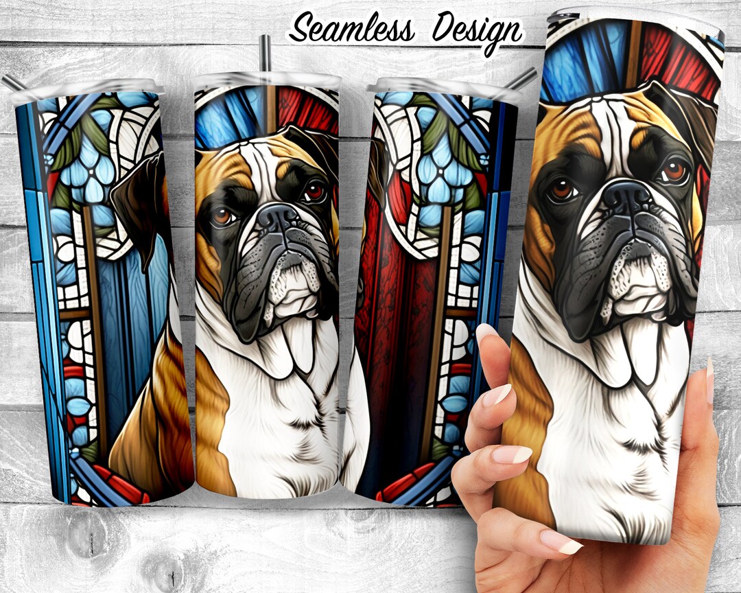 Colorful Boxer Ornate Stained Glass Tumbler - Bully Boxer Lover Gift ...
