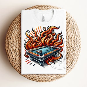 Flaming Billiards Table PNG, Pool Table Sublimation Design, Vivid ...