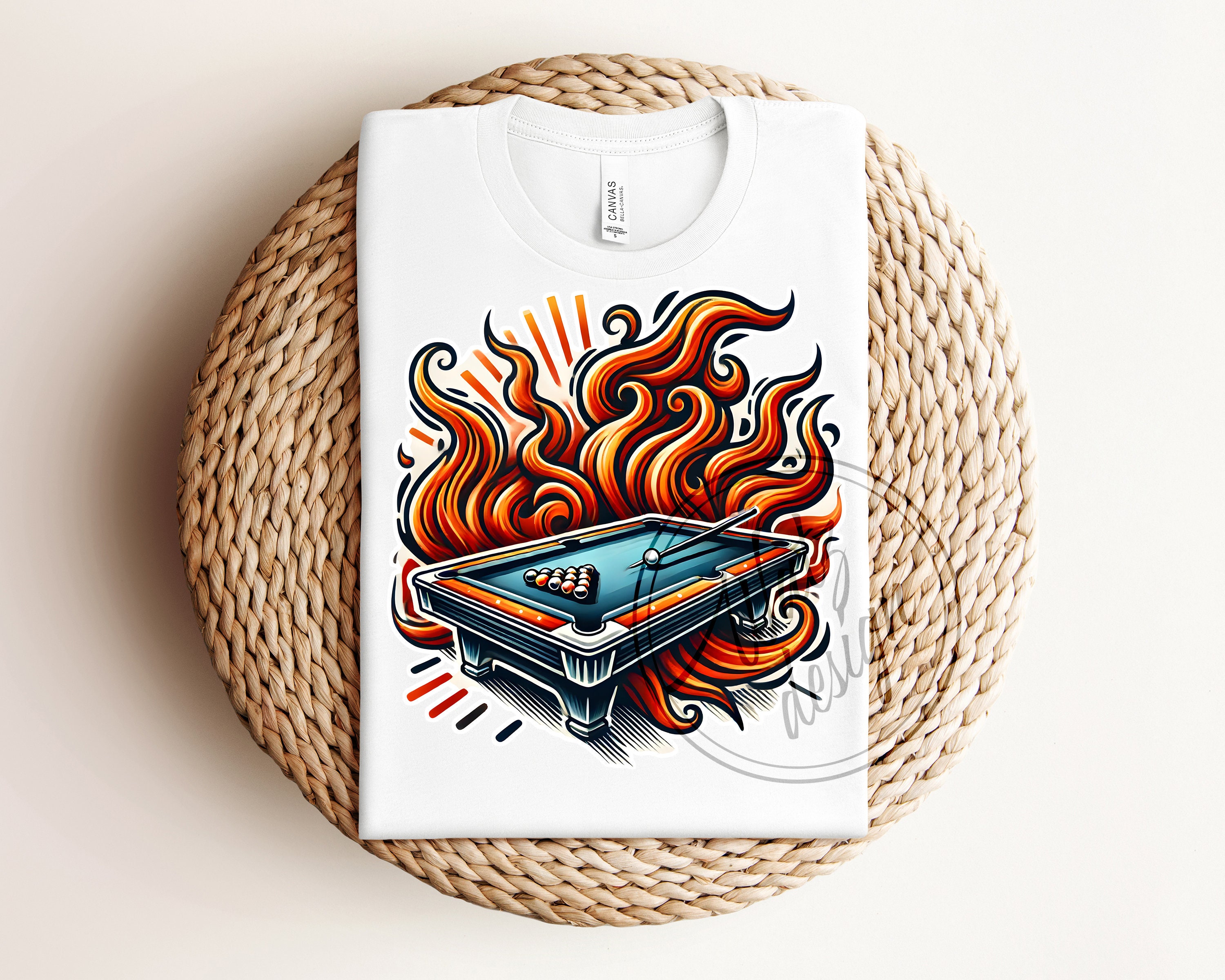 Flaming Billiards Table PNG, Pool Table Sublimation Design, Vivid ...