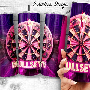 Flaming Pink Dart Board 20 Oz Skinny Tumbler Sublimation Design, Fiery ...