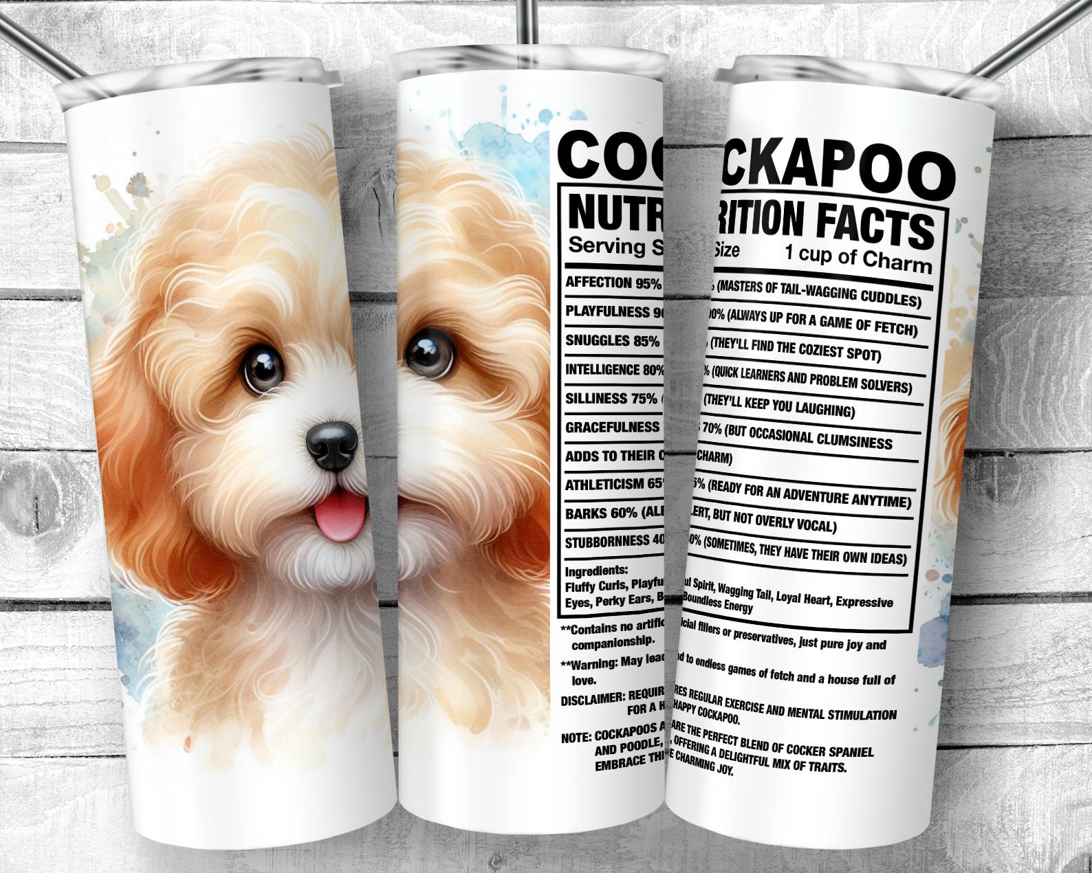 Cute Cockapoo 20oz Skinny Tumbler Design, Cockapoo Hybrid Dog Facts ...