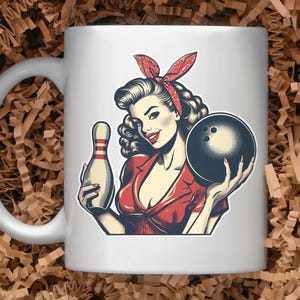 Classic Bowling Lady Png, Retro Girl With Bowling Ball and Pin ...