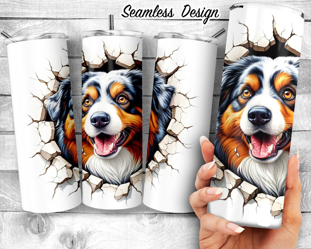Australian Shepherd Breaking Out 20oz Skinny Tumbler Design, Shepard ...