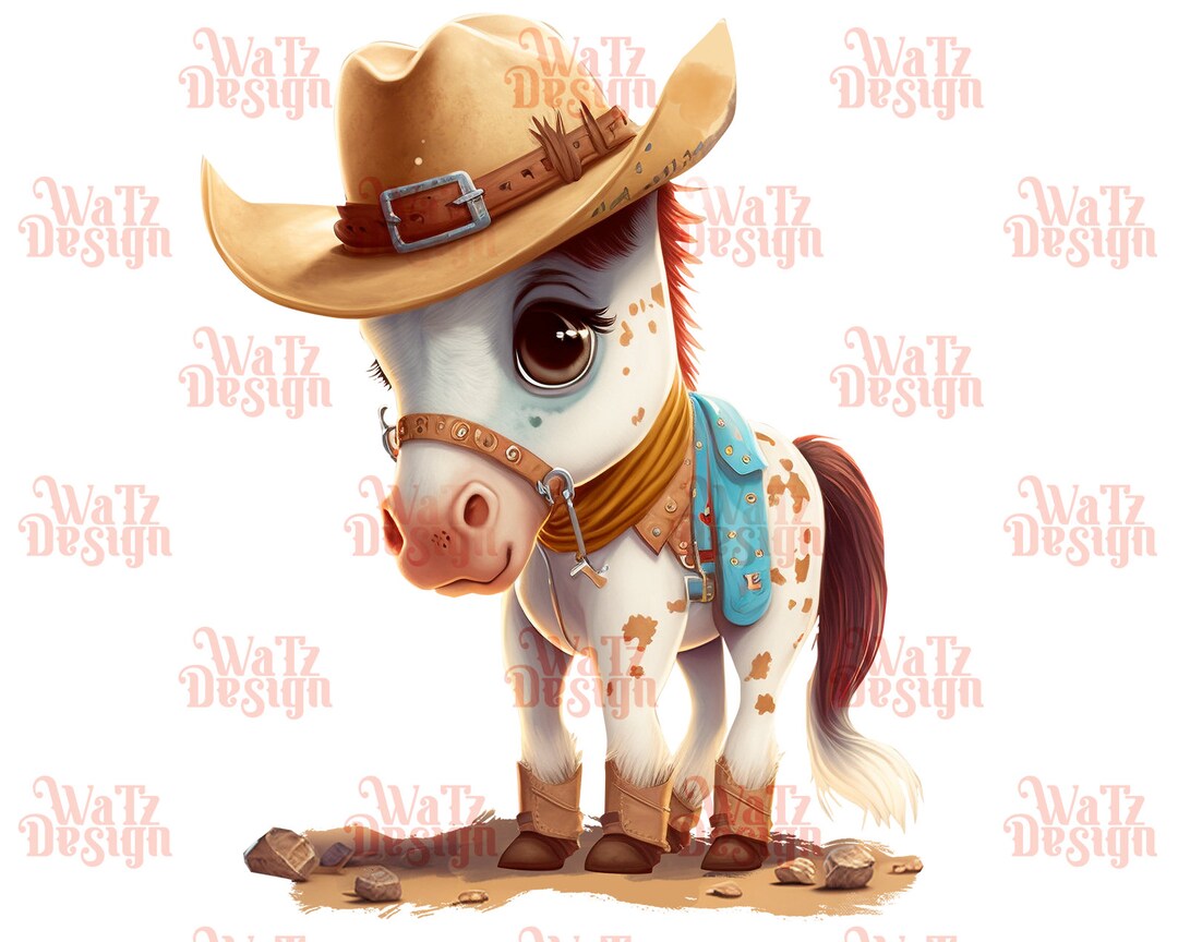 Cute Pony Wearing Cowboy Hat Png, Western Themed Baby Horse Sublimation ...