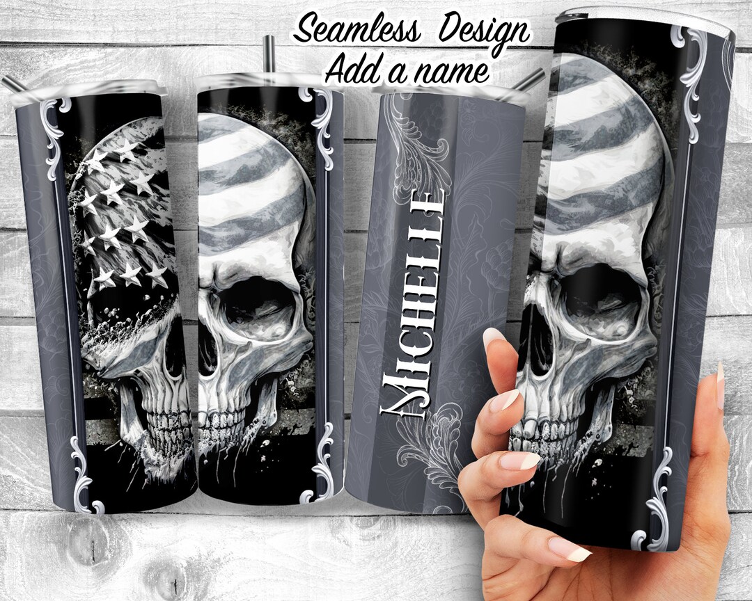 Correctional Officer Flag Patriotic Skull 20oz Skinny Tumbler Design ...
