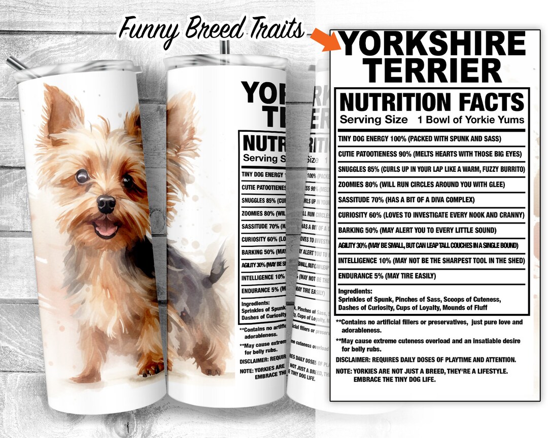 Yorkshire Terrier 20oz Skinny Tumbler Design, Yorkie Dog Facts, Dog ...