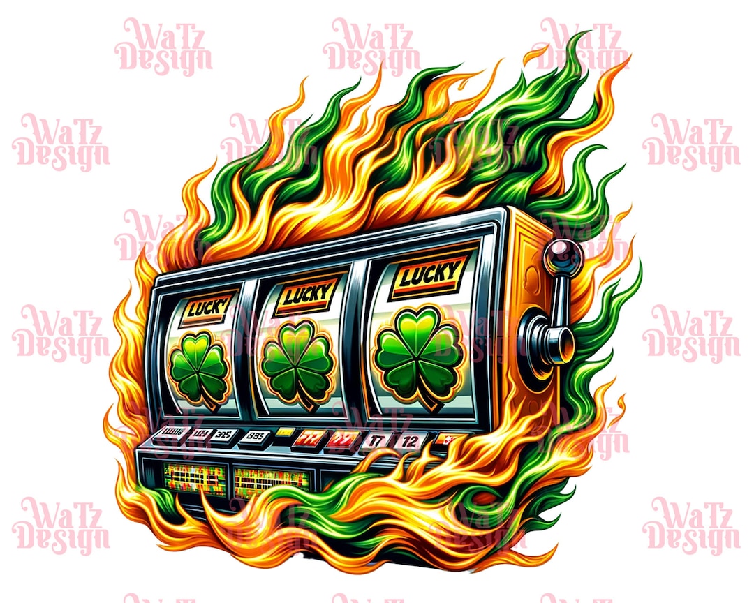 Flaming Lucky Slot Machine PNG, Casino Themed Digital Download ...
