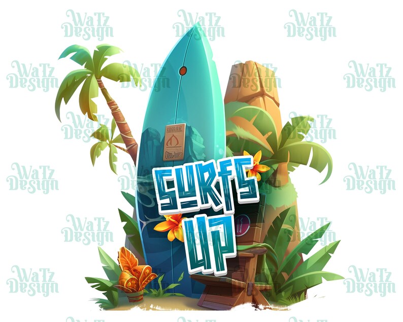Surf's up Png, Beach Life Design, Surf Board Png, Tropical Life PNG ...