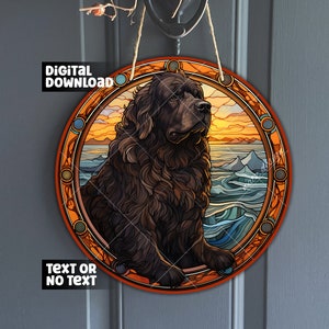 Faux Stained Glass Newfoundland Sign, Round Vintage Newfie Sign for ...