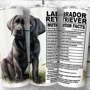 Black Lab 20oz Skinny Tumbler Design, Lab Dog Facts, Labrador Dog ...