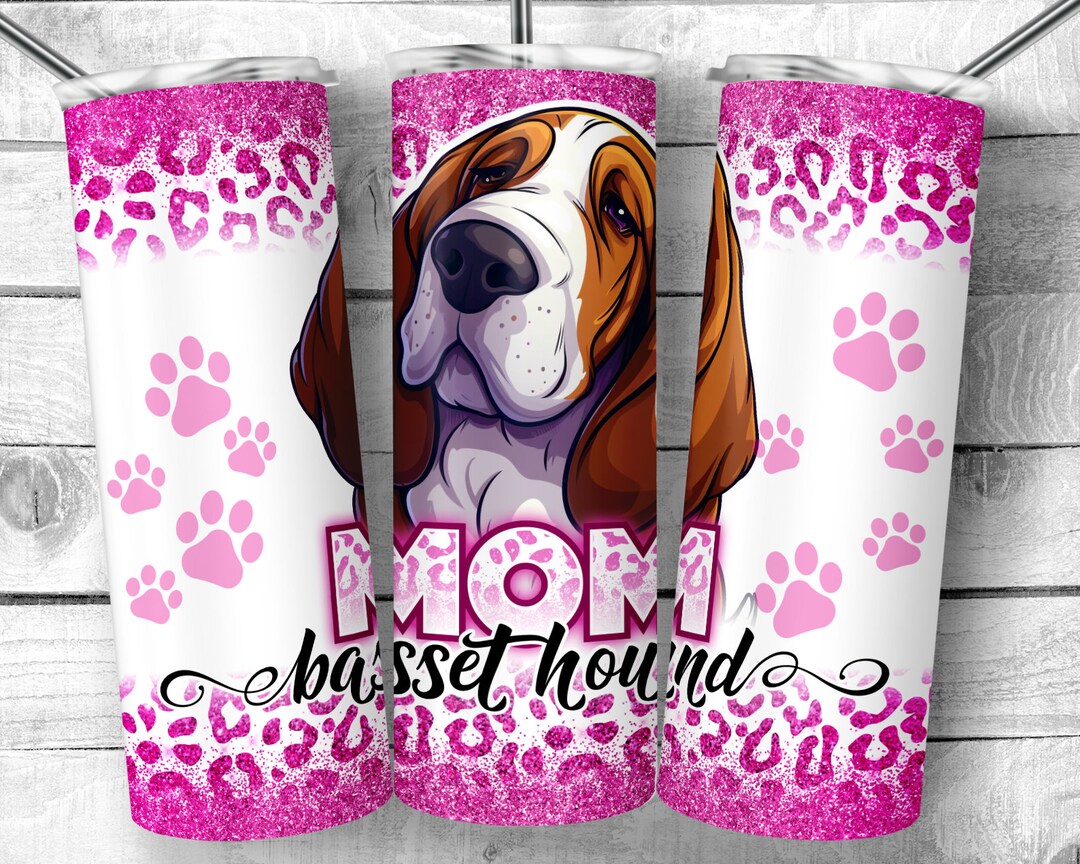 Basset Hound Mom 20oz Skinny Tumbler Design, Basset Mama Art, Hound Dog ...