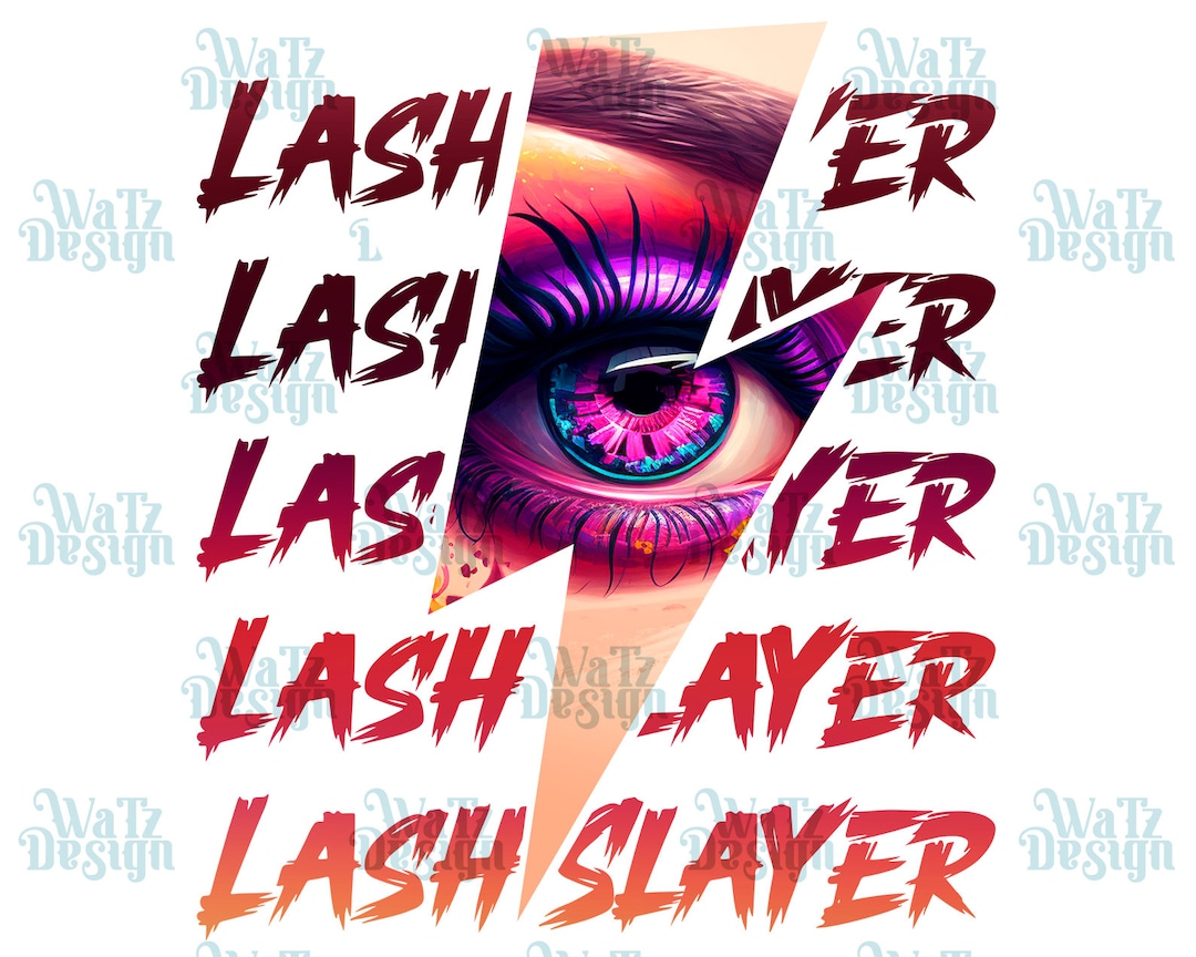 Lash Slayer Airbrush Eyes Png, Lash Boss Colorful Bolt Png, Long ...