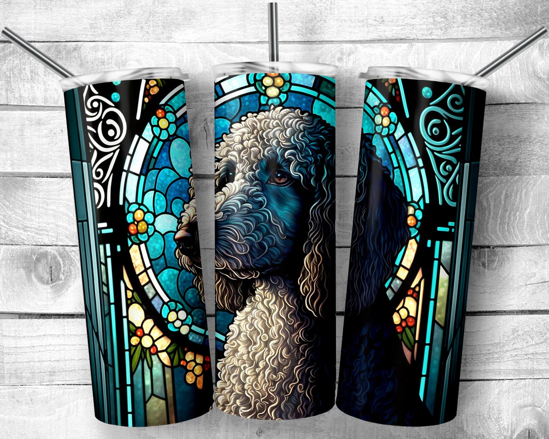 Black Standard Poodle Stained Glass 20oz Skinny Tumbler Design, Fluff ...