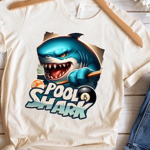 Pool Shark Billiards Png, Shark Holding Pool Cue Sublimation Design ...