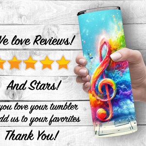 Colorful Music Clef Splatter 20oz Skinny Tumbler Design, Music Note and ...