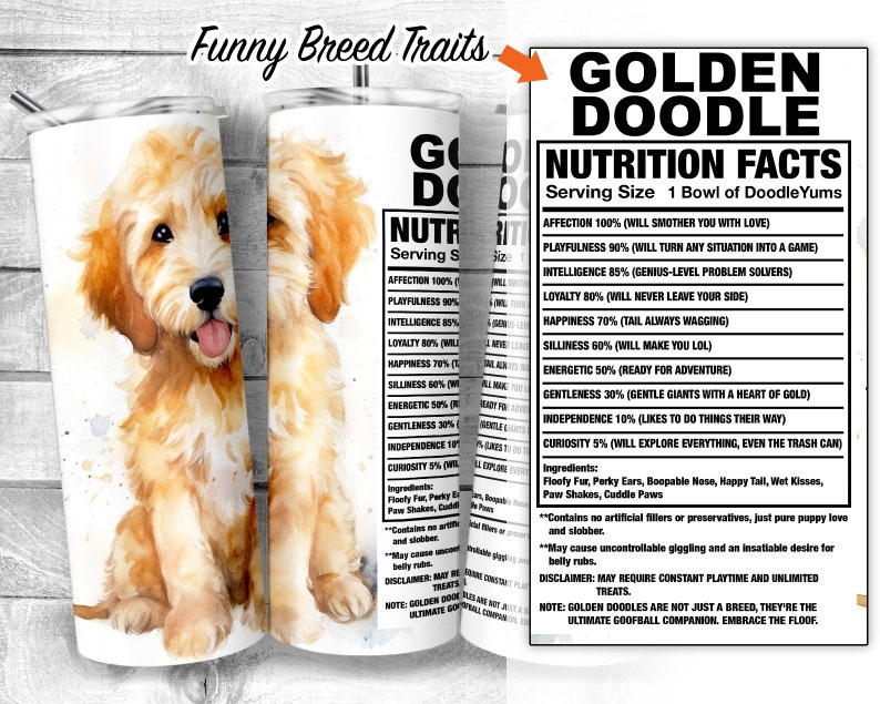 Golden Doodle 20oz Skinny Tumbler Design, Goldendoodle Facts, Groodle ...