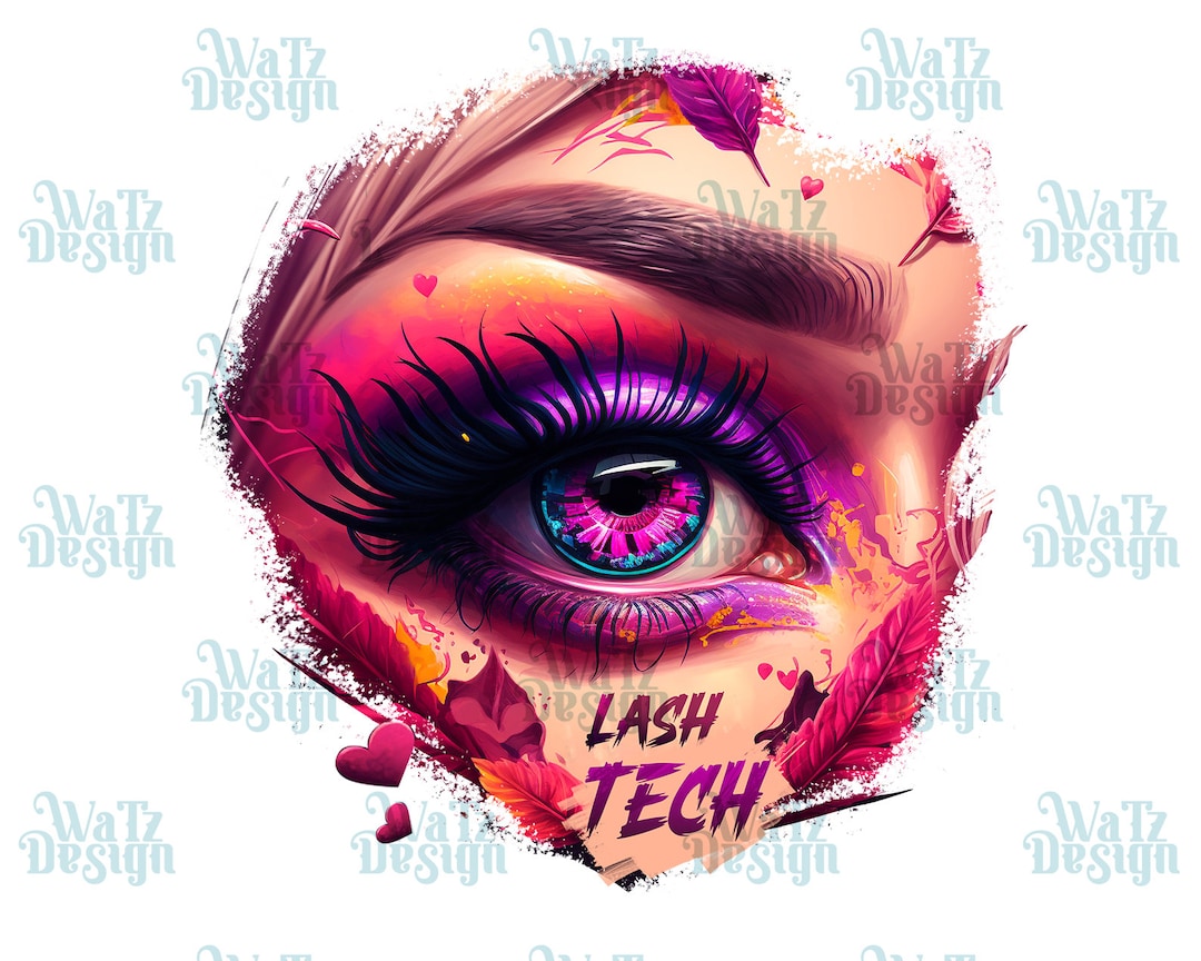 Airbrushed Beautiful Eye Lash Tech Png, Volume Lashes on Pink and ...