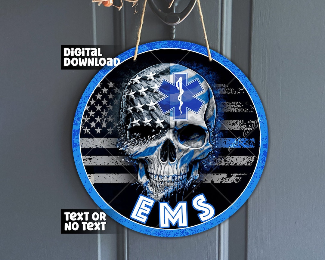 EMS Skull Design, Emergency Medical Services Flag Art, Patriotic EMS ...