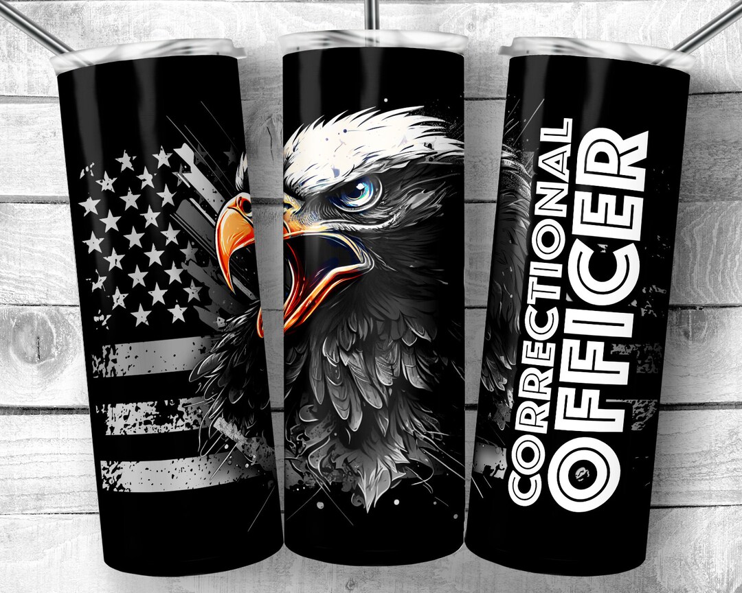 Correctional Officer Eagle Patriotic Skull 20oz Skinny Tumbler Design ...