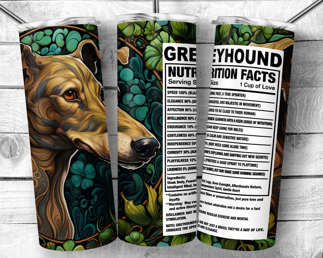 Greyhound Art 20oz Skinny Tumbler Design, Lab Dog Facts, Grey Dog ...
