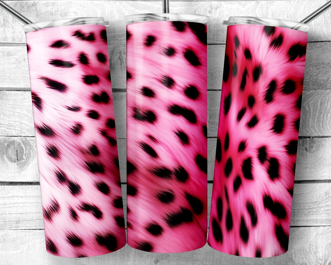 Pink Leopard Print 20oz Skinny Tumbler Sublimation Design Wild Hot Pink